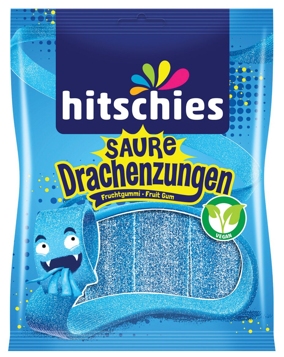 Kisli bonboni, modri zmajevi jeziki, Hitschies, 125 g