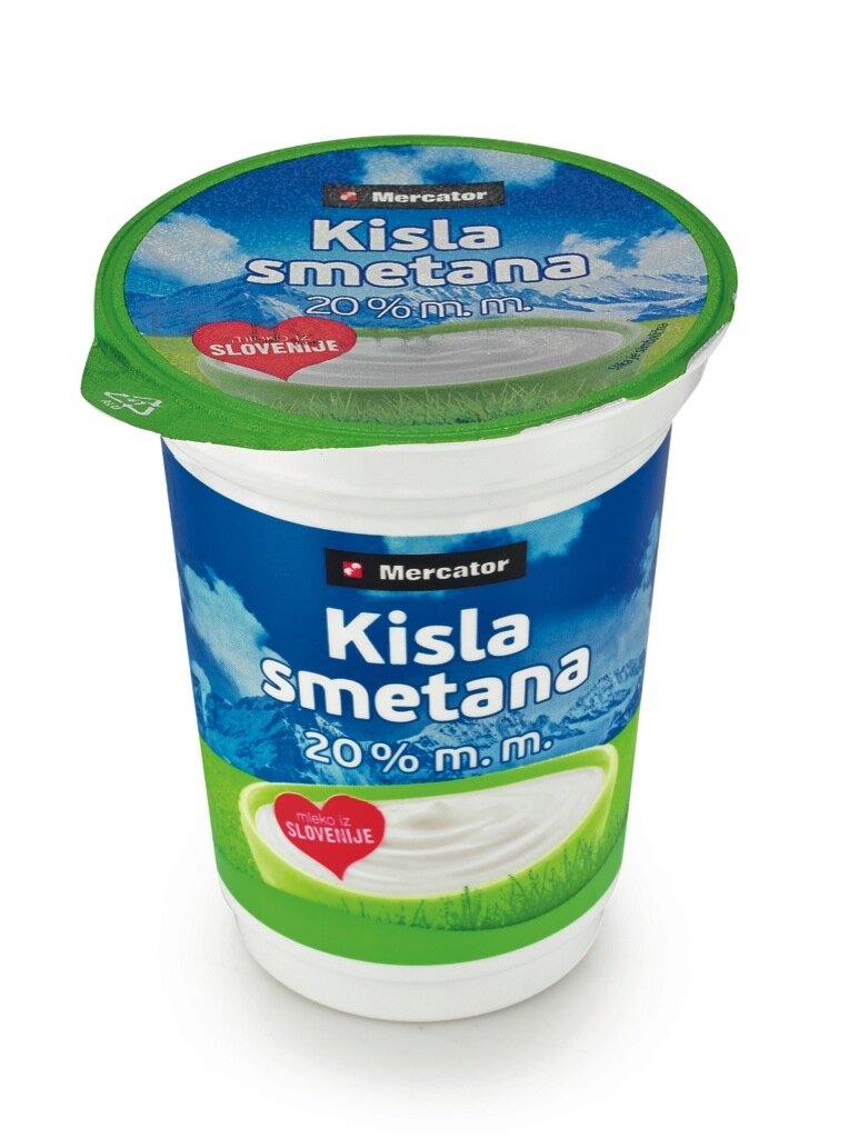 Kisla smetana, Mercator, 20 % m.m., 400 g