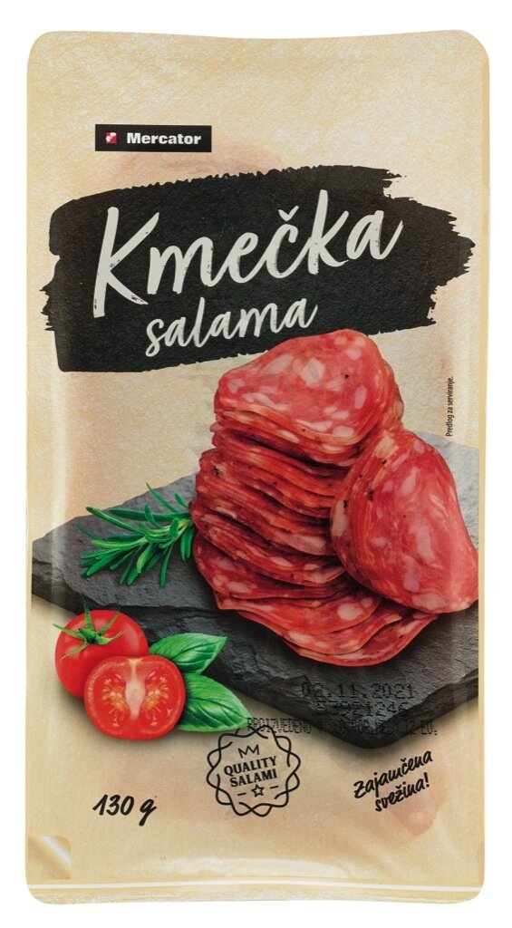 Narezek kmečka salama, Mercator, pakirano, 130 g