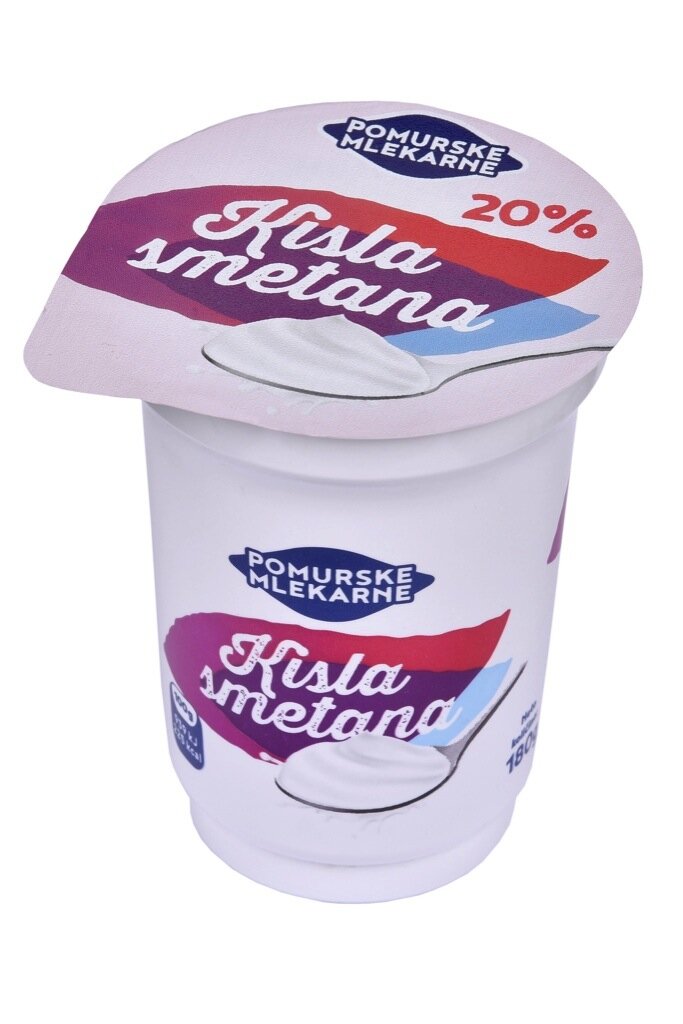 Kisla smetana, 20 % m.m., Pomurske mlekarne, 180 g