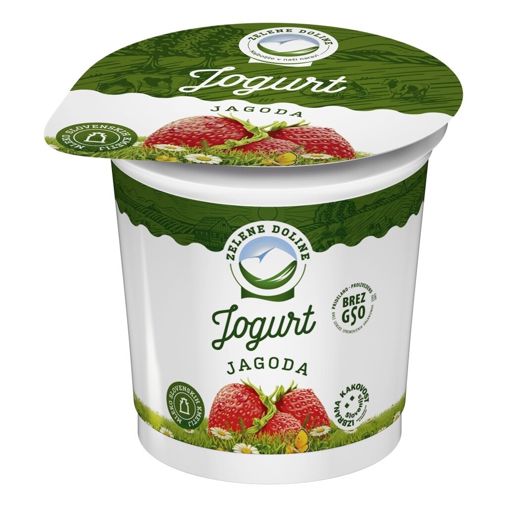 Sadni jogurt jagoda, 2,5 % m.m., Zelene Doline, 250 g