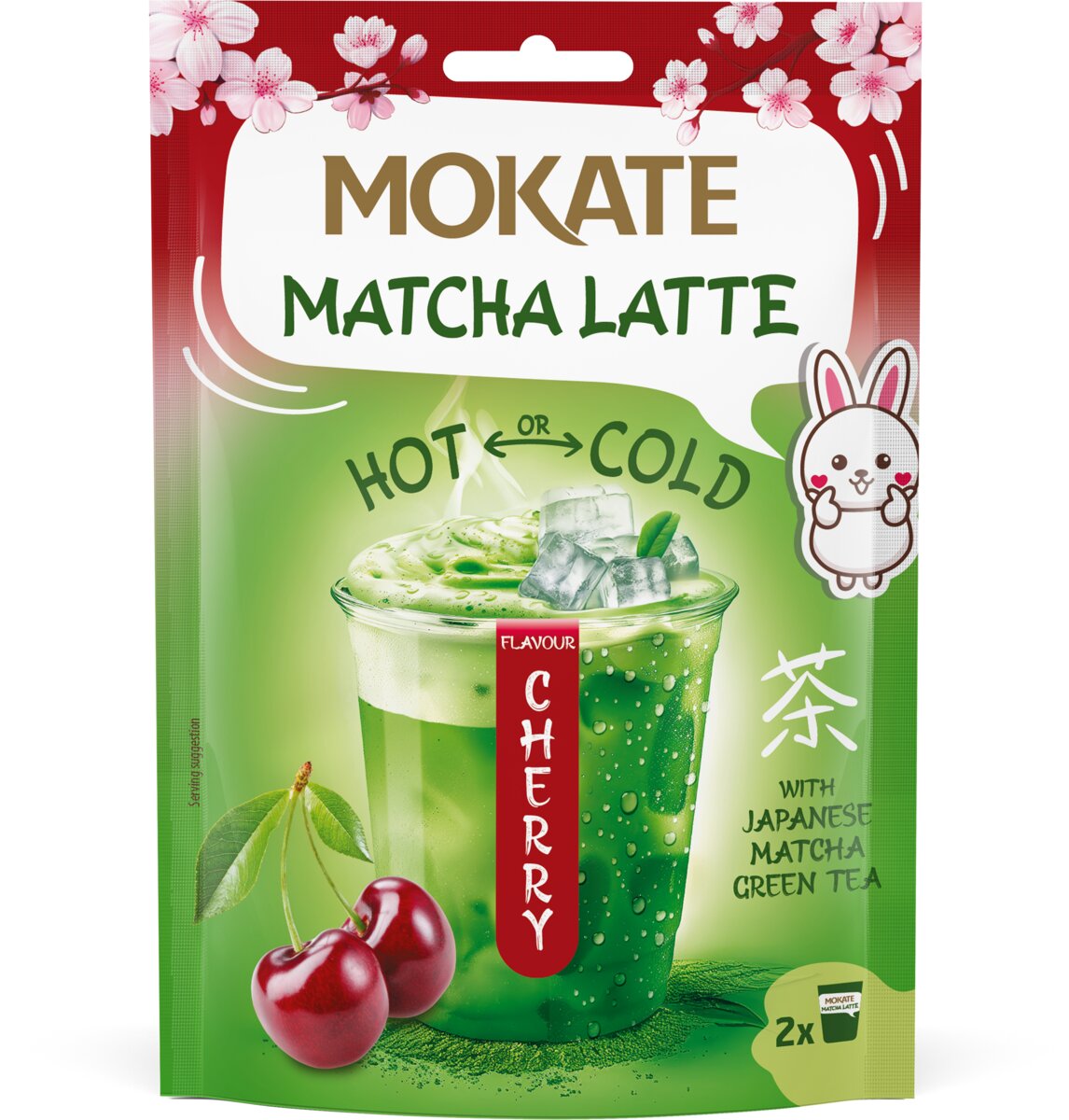 Čaj Mokate, instant napitek v prahu hot&cold z okusom češnje, Matcha ...