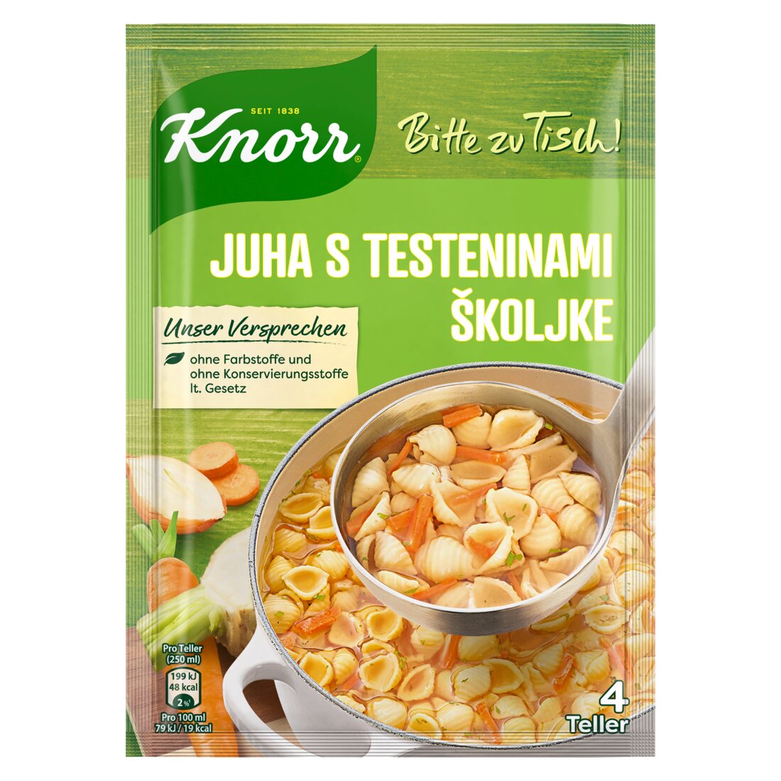 Juha s testeninami, školjke, Knorr, 59 g