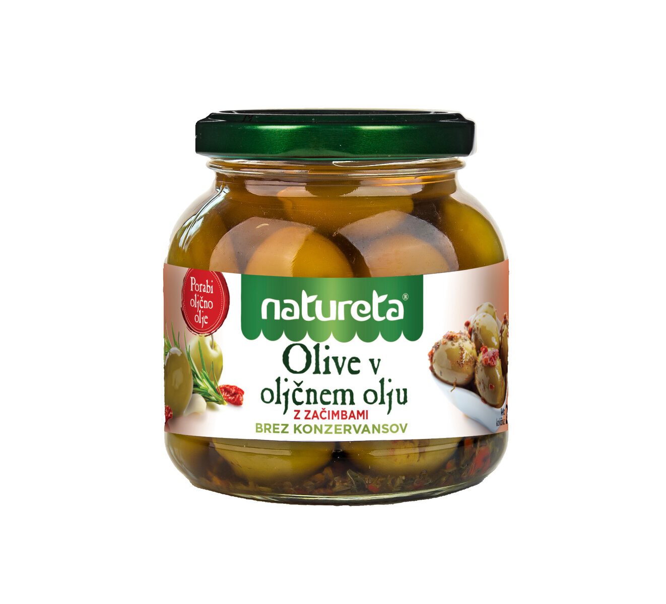 Olive v oljčnem olju, z začimbami, Natureta, 270 g