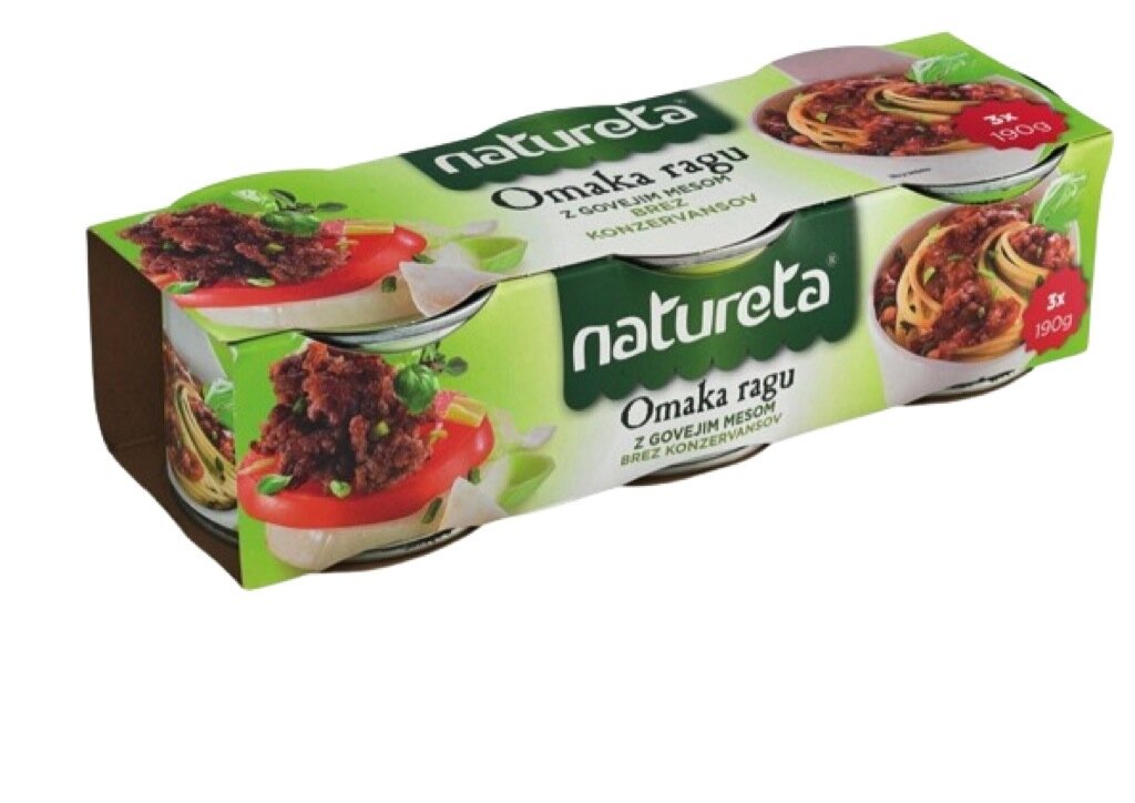 Omaka ragu z govejim mesom, Natureta, 3 x 190 g