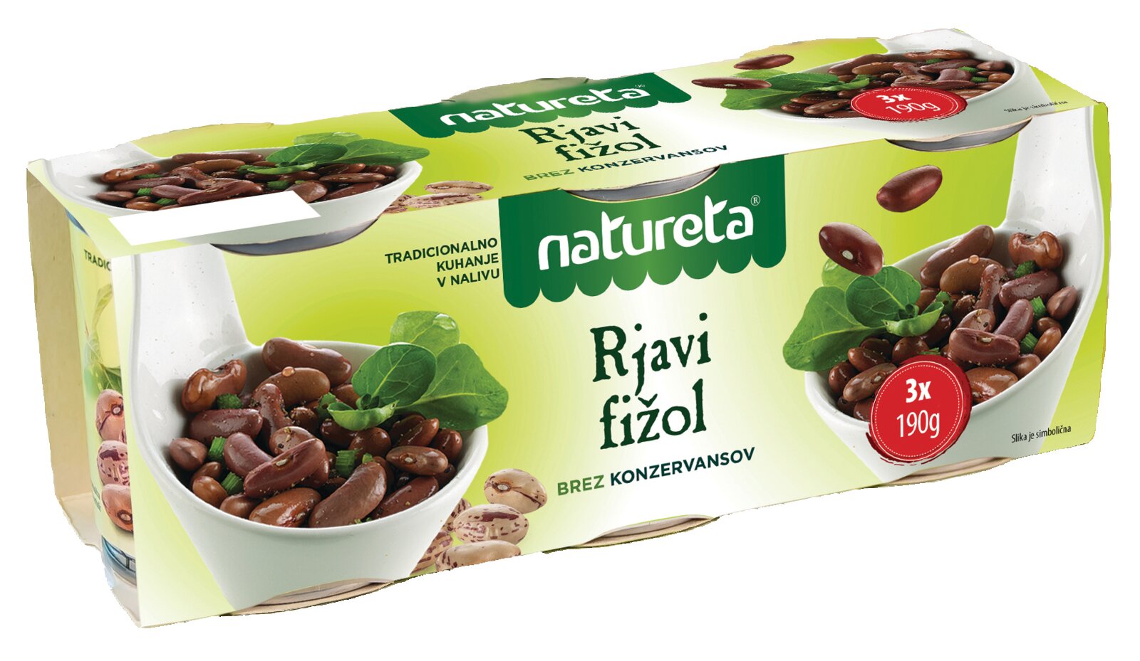 Rjavi fižol, Natureta, 3 x 190 g