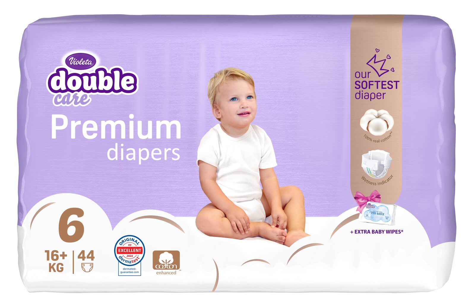 Plenice Violeta Double Care Cotton 6 junior+, 44/1 + vlažilni robčki