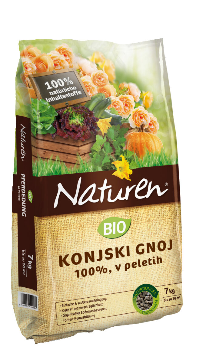 Bio konjski gnoj v peletih, Naturen, 7 kg