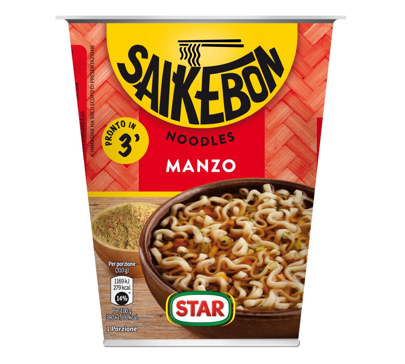 Juha z govejim mesom in orientalskimi testeninami, Saikebon, 60 g